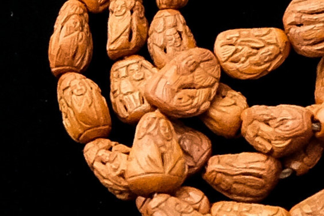 52 Hediao Carved Nut Immortals Chinese Beads. Qing Dynasty Beads. TB ...