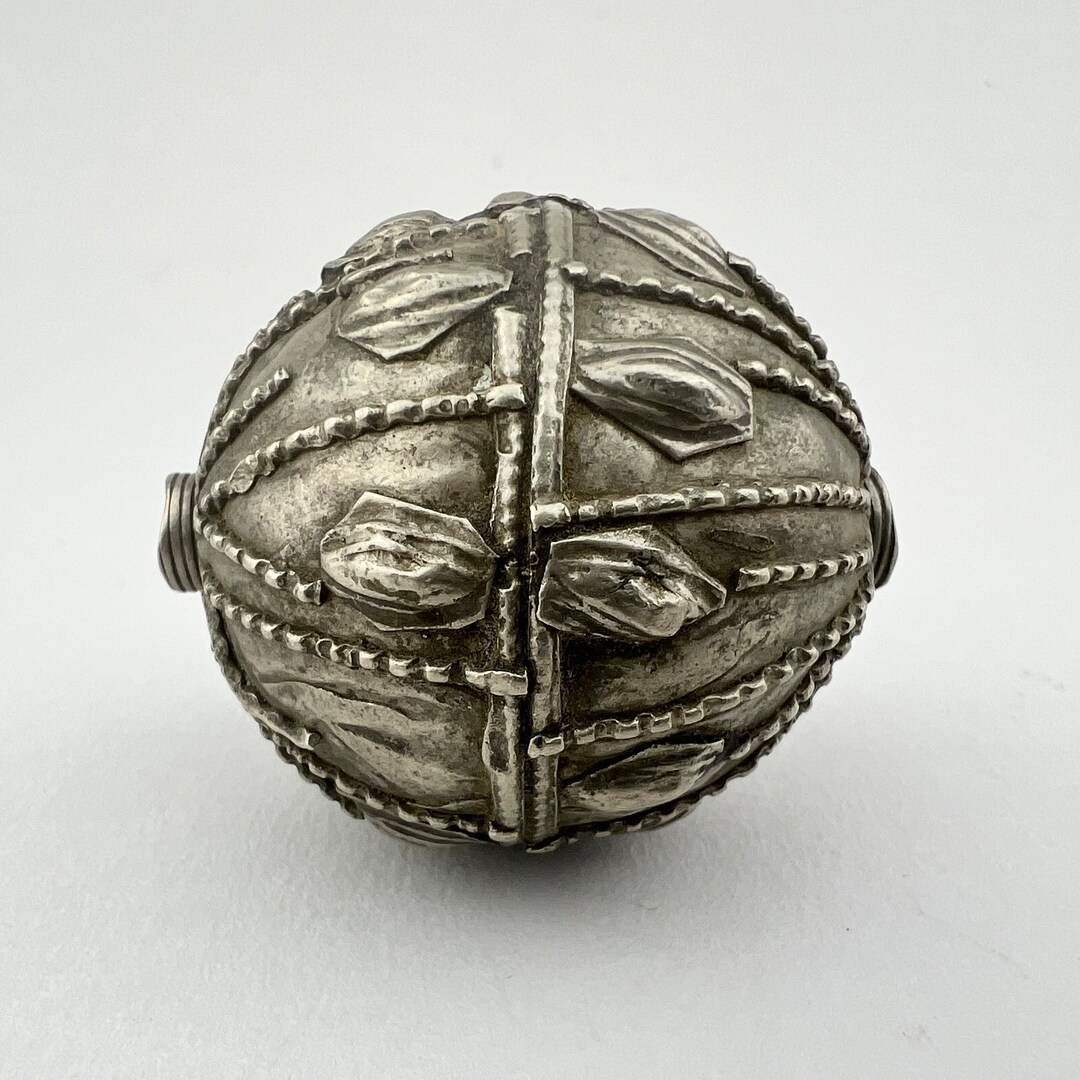 Antique Silver Yemen Bead. 45mm Large Old Silver Tribal Bead. Ethnic ...