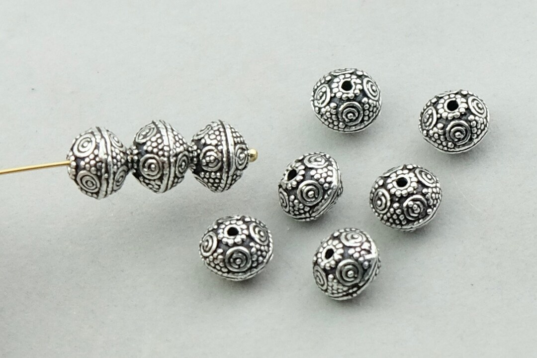 6 Bali Style Silver Plated Beads Handmade Silver Beads. FMB-81 - Etsy