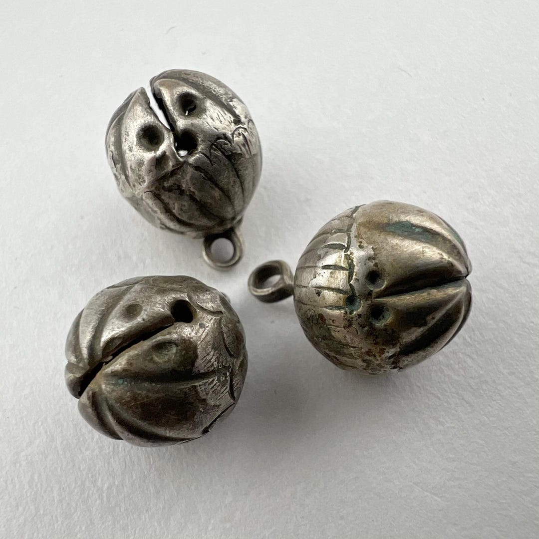 3 Antique Qing Dynasty Chinese Silver Bells Buttons. TB-3994 - Etsy