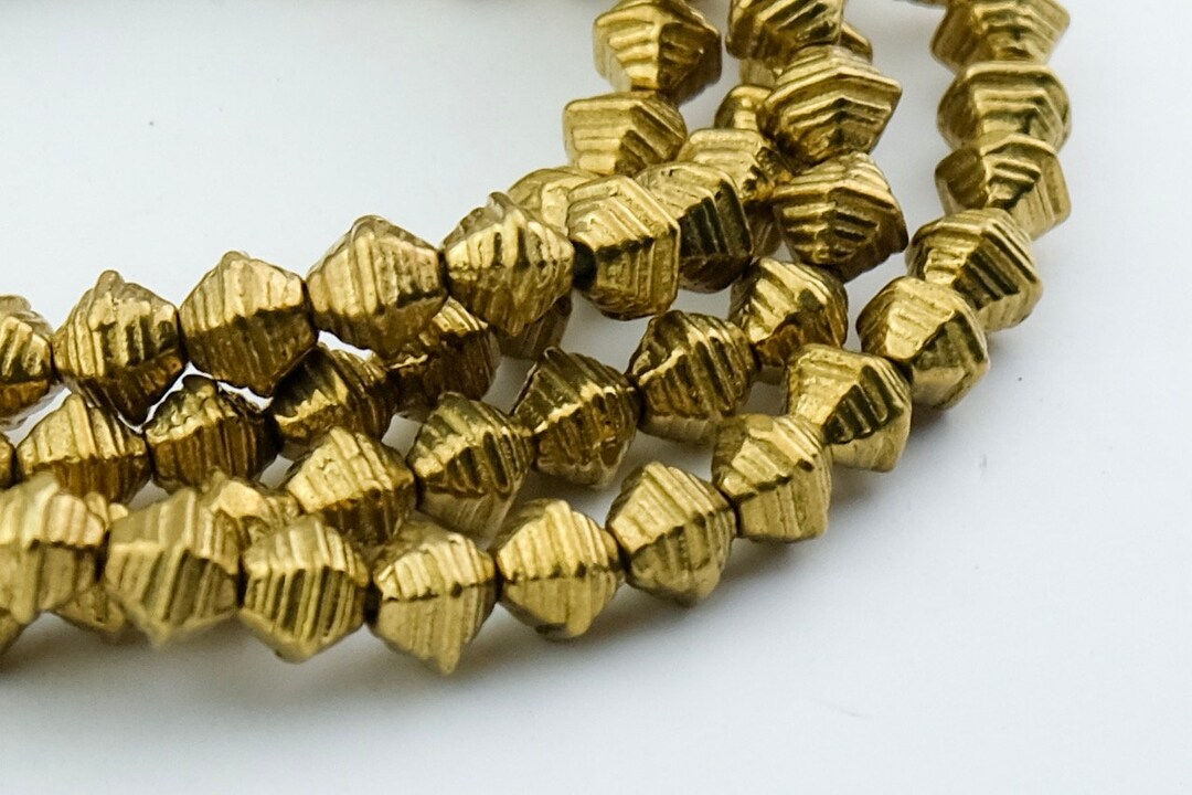 70 Ribbed Bicone Brass Beads. 9mm Solid Brass Tribal Metal Beads. MB ...