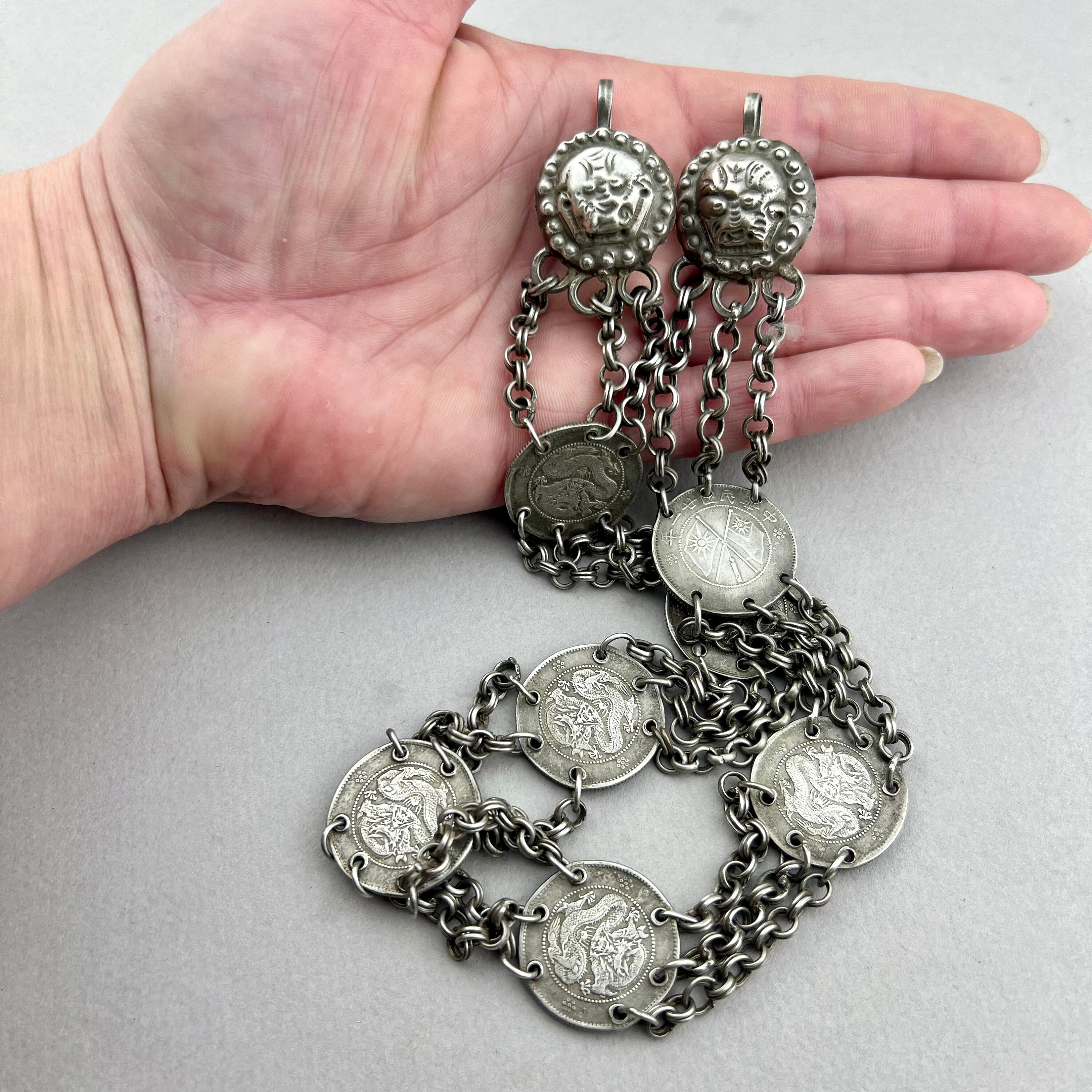 Antique Chinese Silver Coin Cloak Robe Fastener. TB-3393 - Etsy