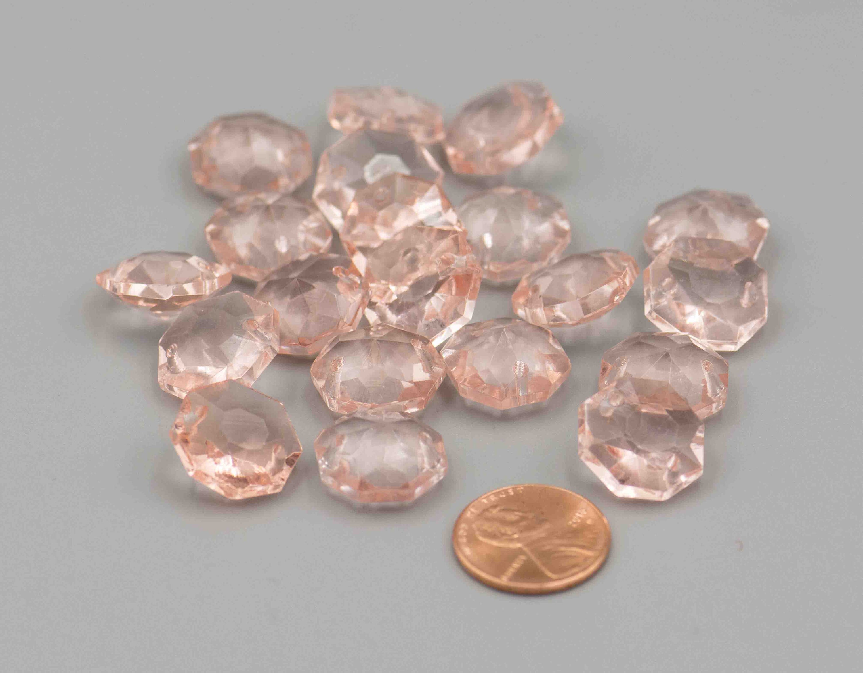 20 Vintage Pink Glass Octogon Crystal Beads for Lamps - Etsy