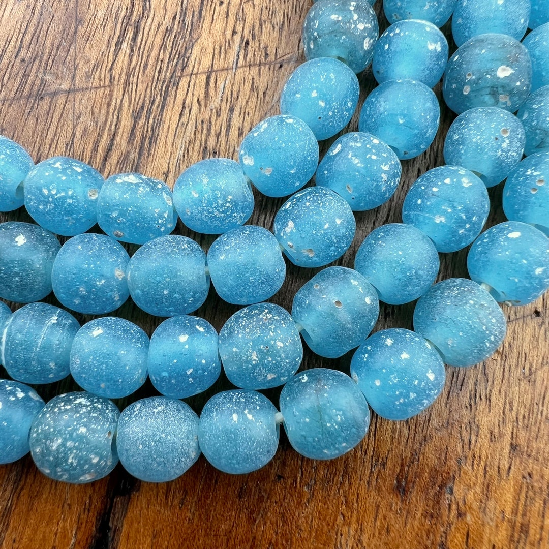 Java Rustic Matte Aqua Handmade Beads. Organic 8-10mm Rustic Glass ...