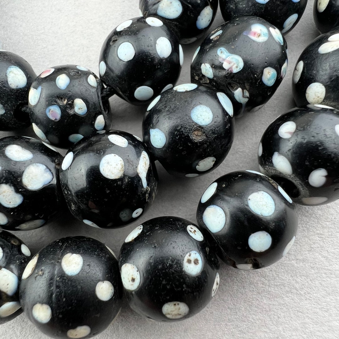 10 Antique Venetian Black Skunk Beads. African Trade Beads. TB-3293 - Etsy