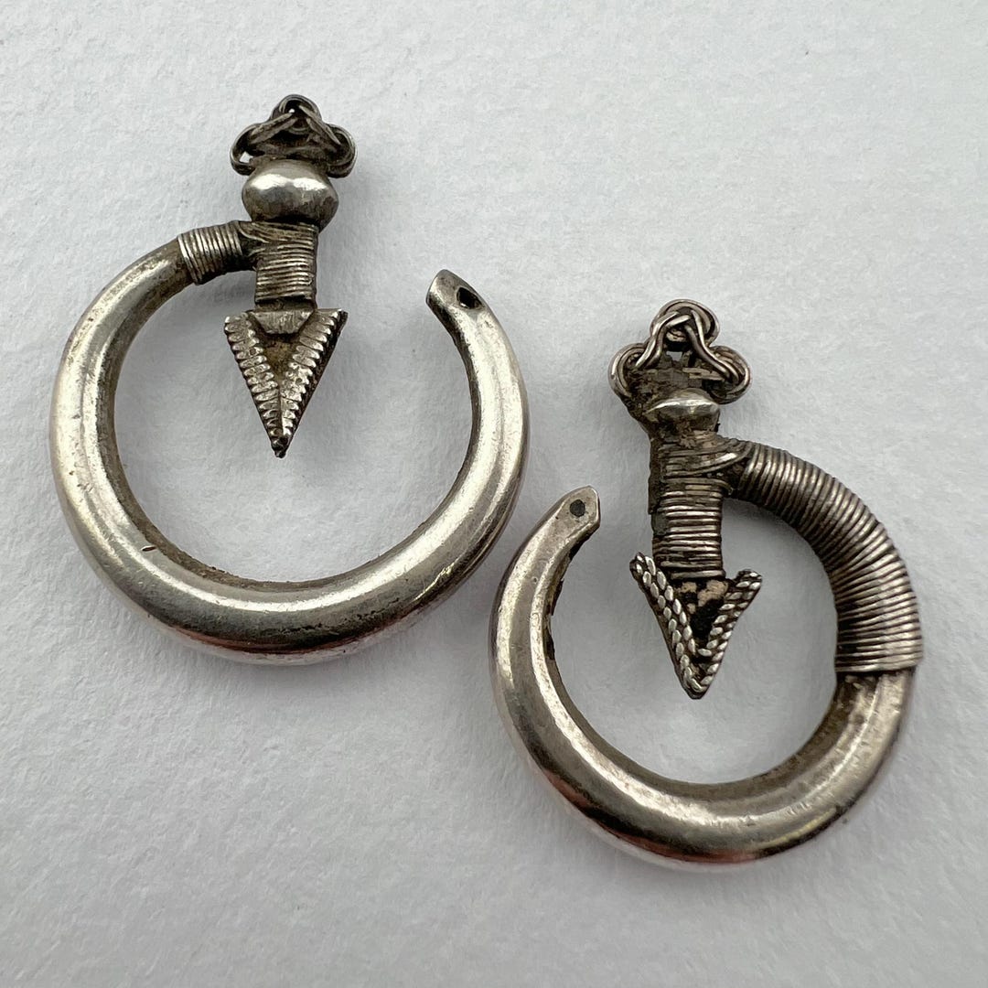2 Old Yao Silver Earrings. Hill Tribe Earrings - Thailand, Laos, Burma ...