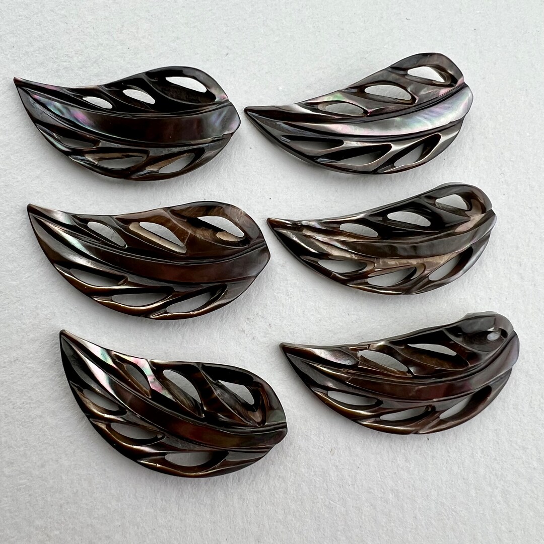 6 Shell Leaf Beads. Hand Carved Pen Shell Leaf Pendants. SHELL-93 - Etsy