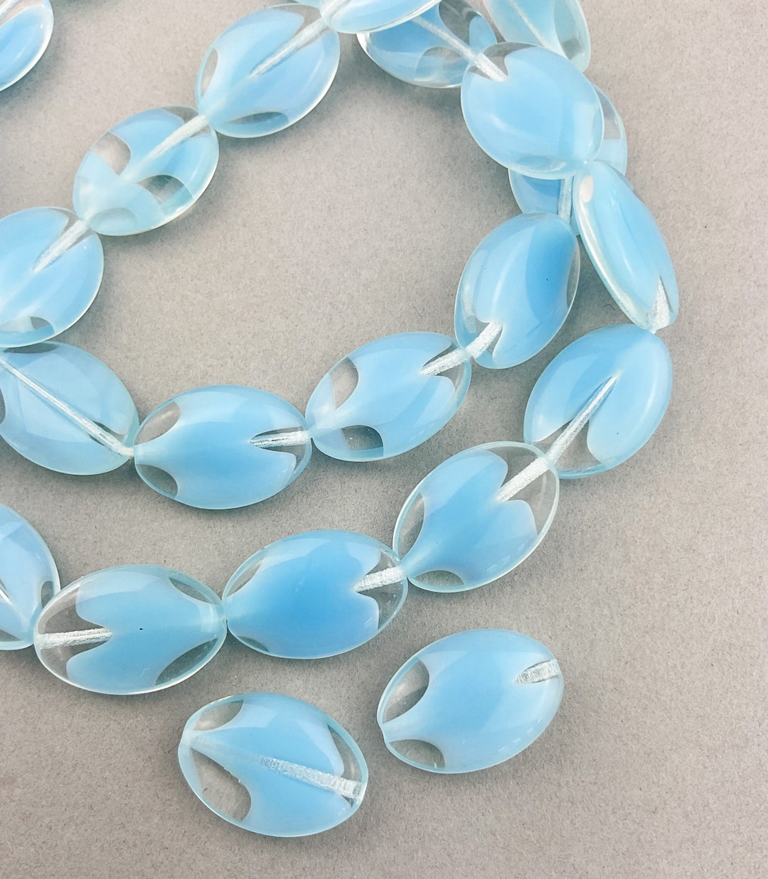 25 Blue Clear Oval Czech Glass Bead Tabs CZS-10 - Etsy