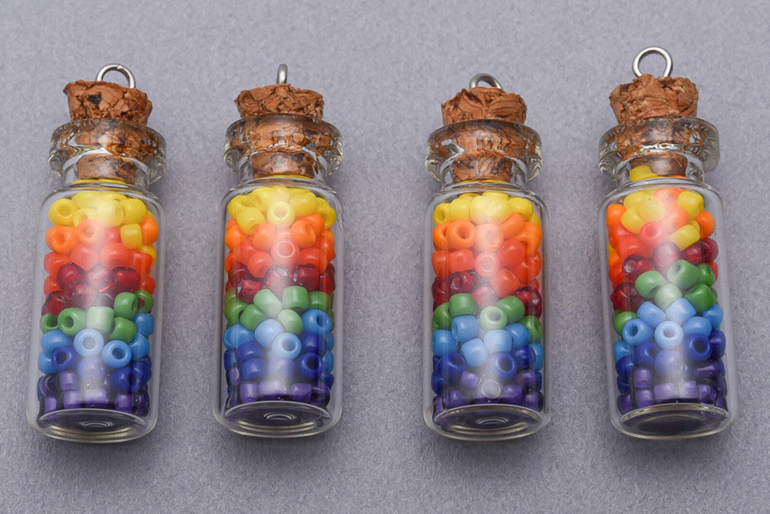 Rainbow Seed Beads Pendant. Vial Bottle Rainbow Pendant. PEN-215 - Etsy