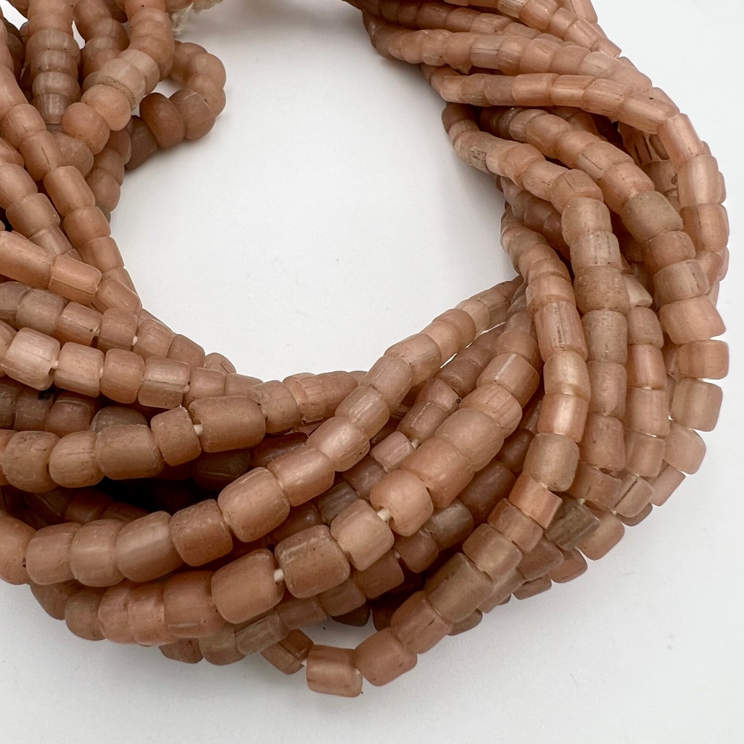 Small Pinky Topaz Glass Handmade Java Beads. Tribal Jewelry Supply. GLS ...