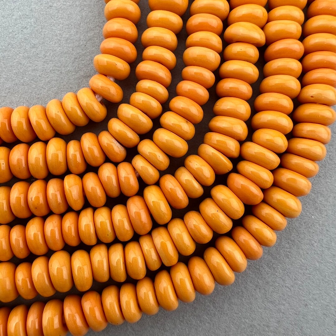 Donut Java Beads. 6mm Big Hole Opaque Orange Glass Beads. GRLS-59 - Etsy