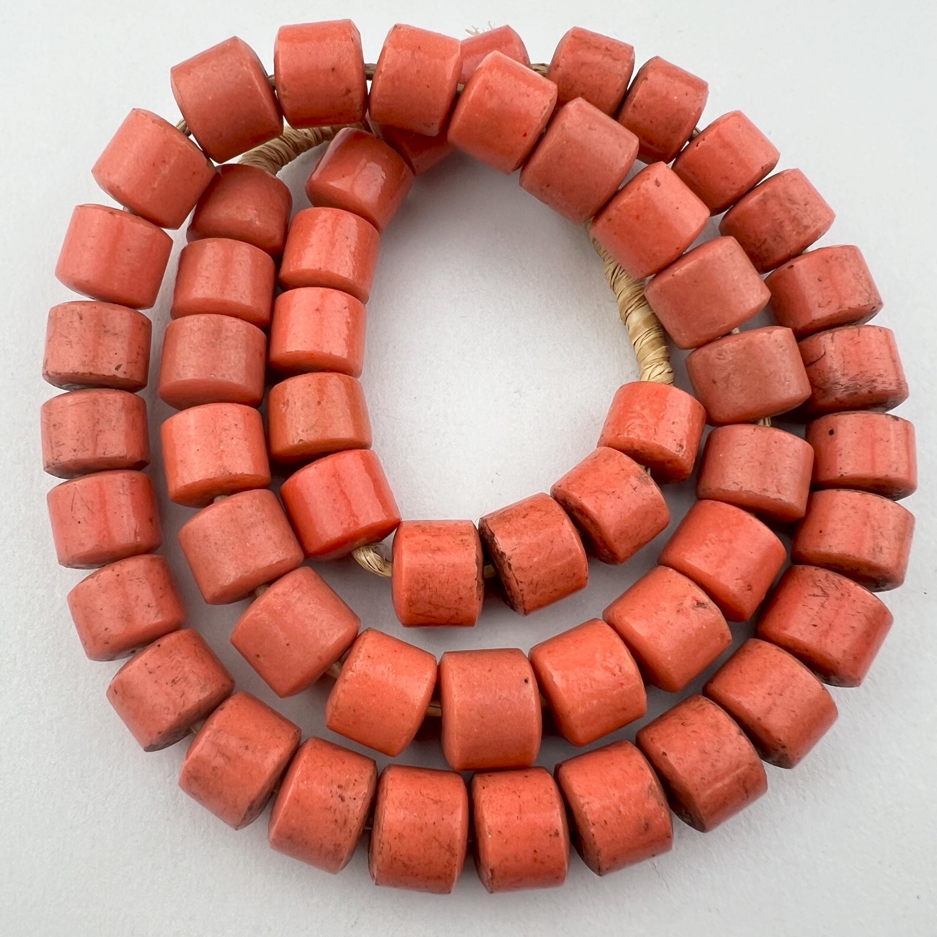 48 African Trade Faux Coral Beads. Antique Coral Trade Beads. TBW-119 ...