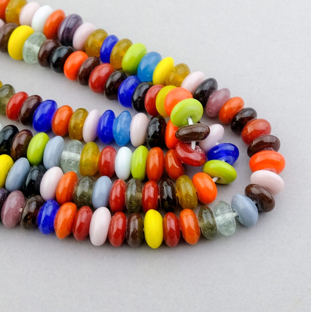 Donut Java Beads. 12mm Big Hole Multi Color Glass Beads. TBW-230 - Etsy