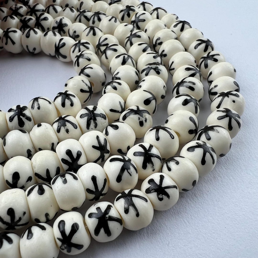 Handmade Bone Beads. Star Pattern 8mm Bone Beads.bss-129 - Etsy