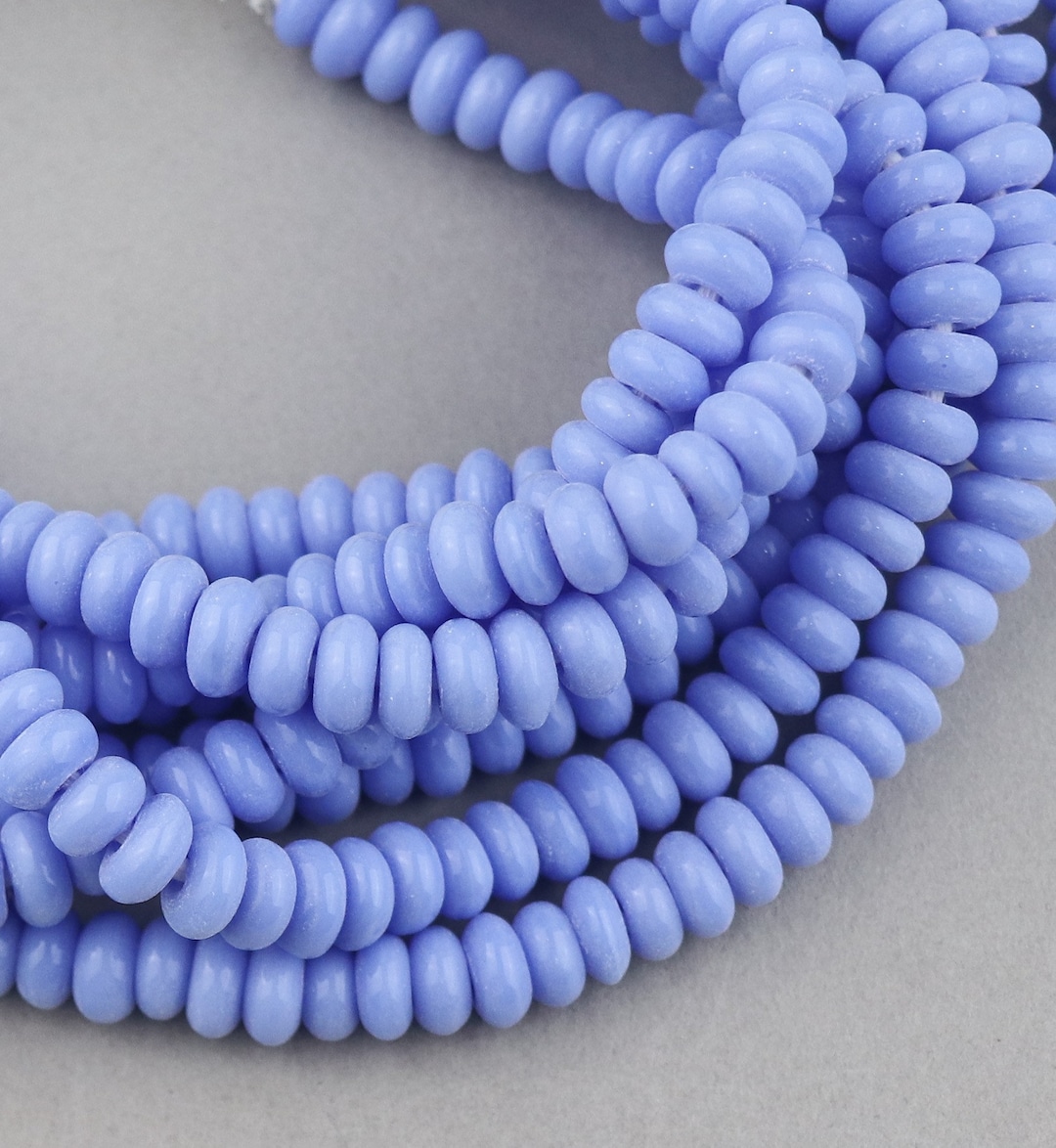 Donut Java Beads. 6mm Big Hole Light Blue Periwinkle Baby Blue Glass ...