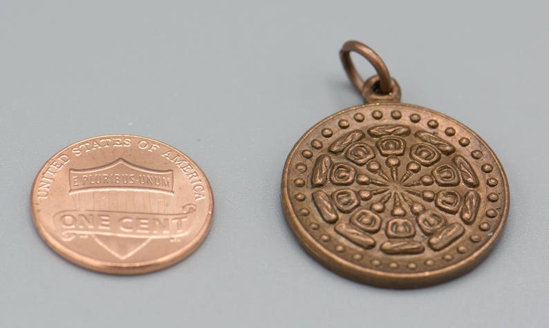 1 Bronze Buddhist Dharma Prayer Wheel Amulet Pendant 24mm Double Sided ...