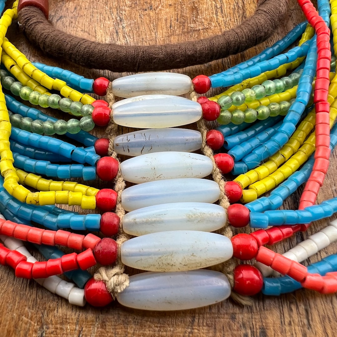Vintage Fulani African Bead Necklace. 18 Strand Genuine African Trade ...
