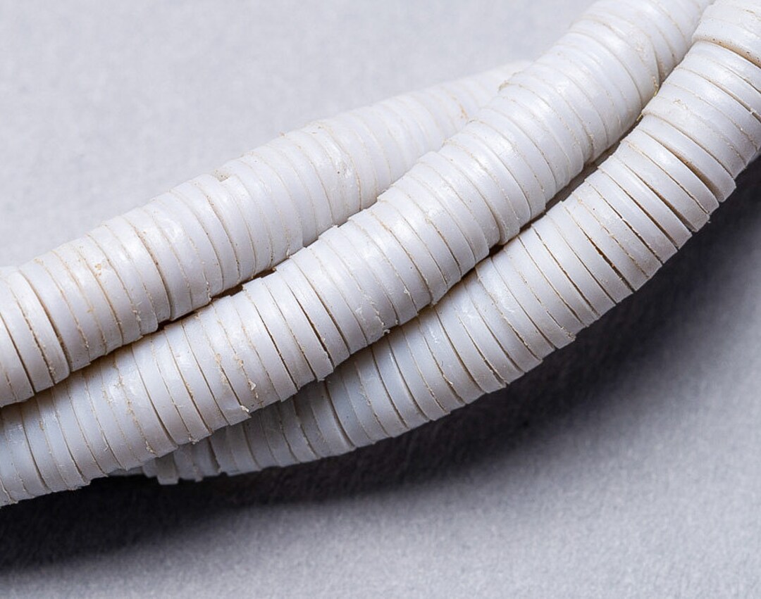 33” Vinyl 4mm Beads. African off White Phono Vulcanite Heishi Disc ...