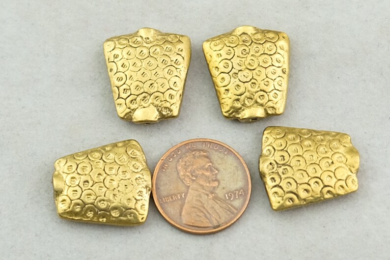 4 Gold Rectangle Brass Beads. 17x20mm Matte Gold Beads. FMB-50 - Etsy