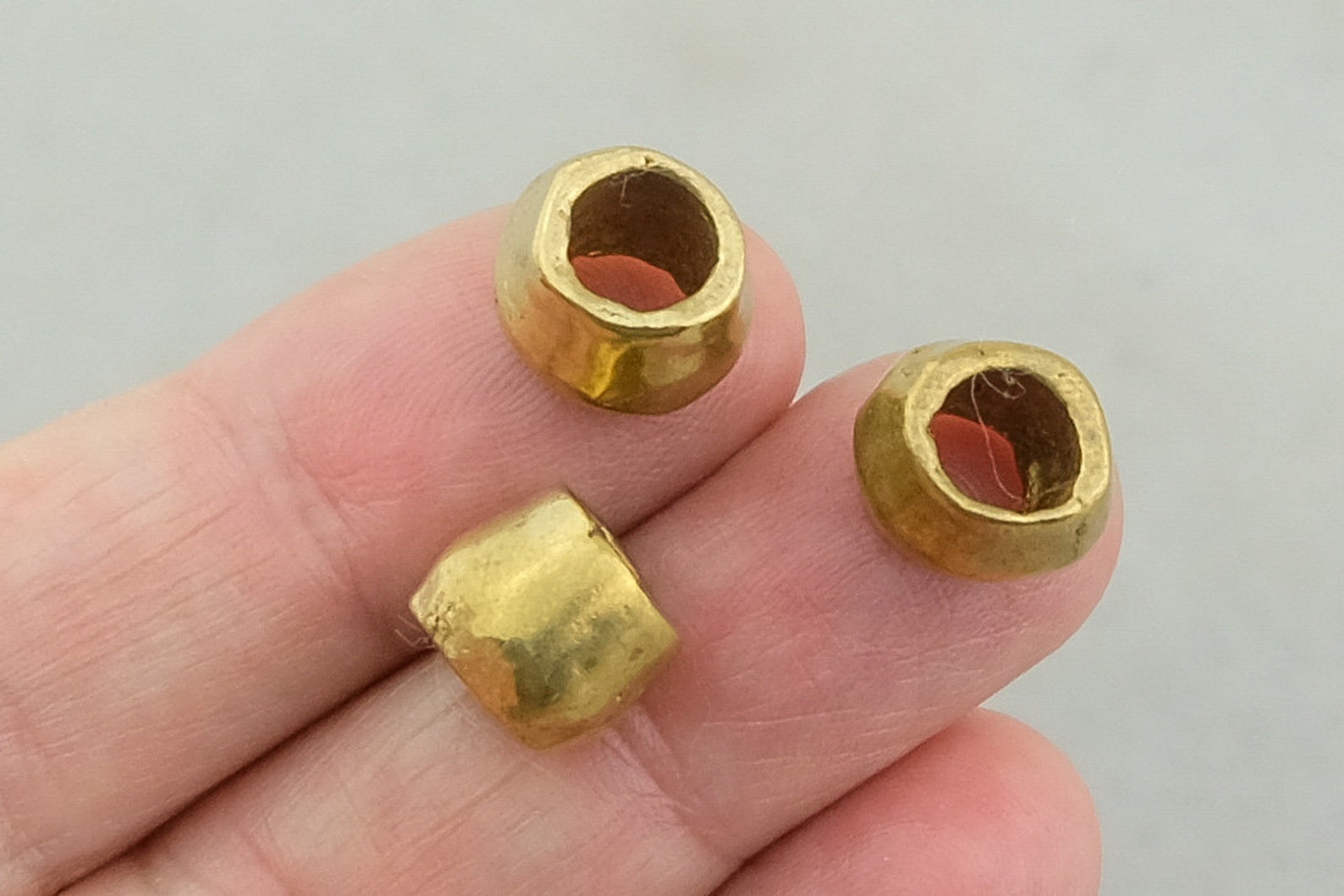 10 Rustic Brass Beads. 12mm Smooth Rustic Metal Big Hole | Etsy