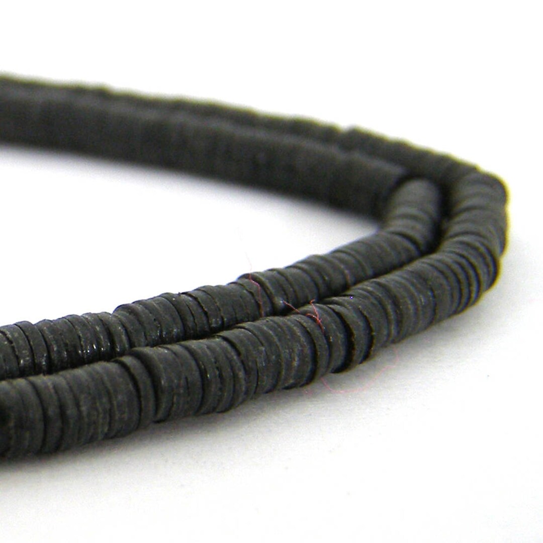32” Vinyl Beads Phono 3mm Beads. Vulcanite Heishi Disc African Trade ...