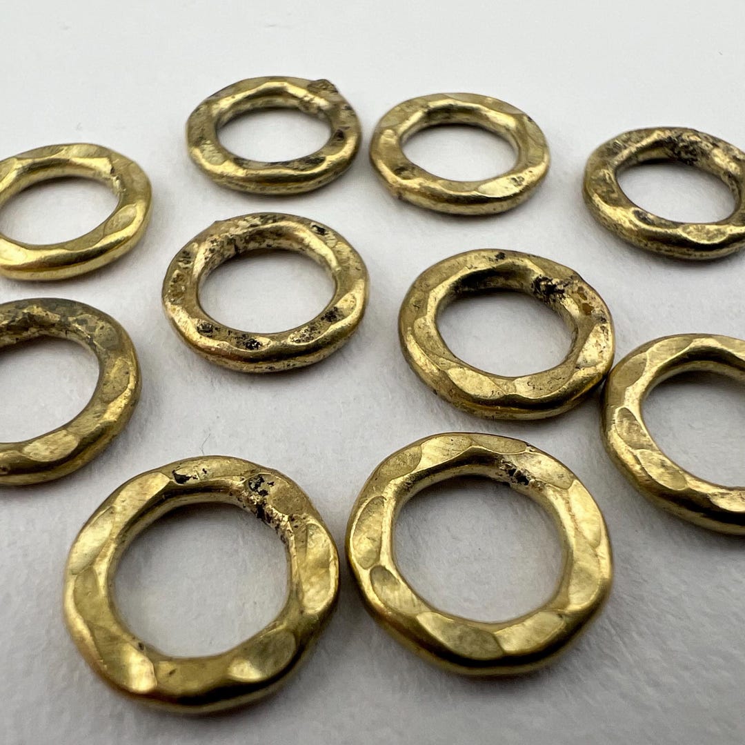 10 Textured Brass Rings 10mm Outer Diameter and 6mm Inner Diameter Set ...