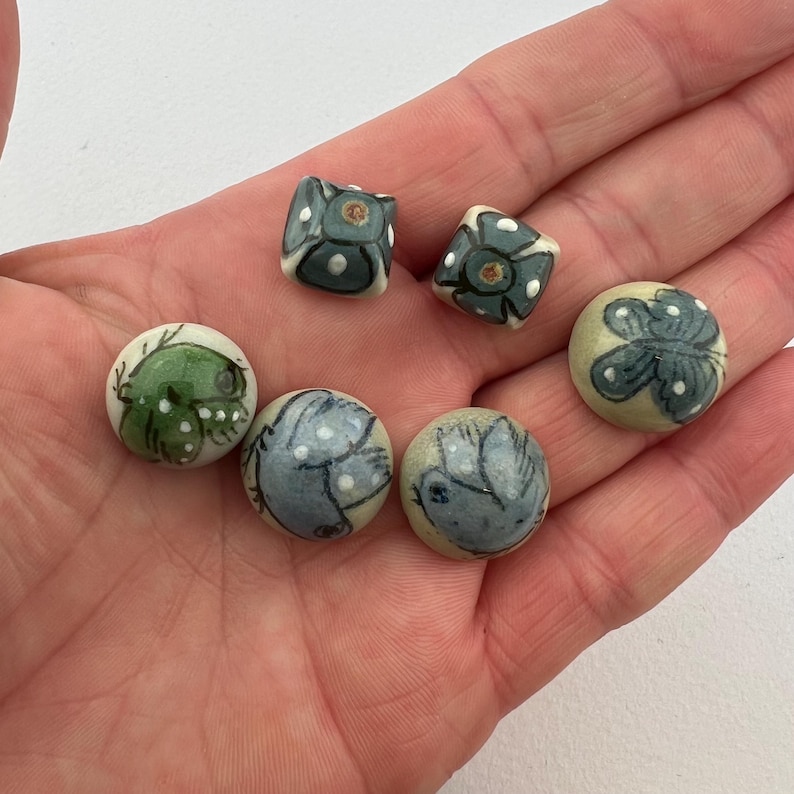 10 Ken Edwards Vintage Hand Painted Ceramic Cabochons. CAB-211 - Etsy