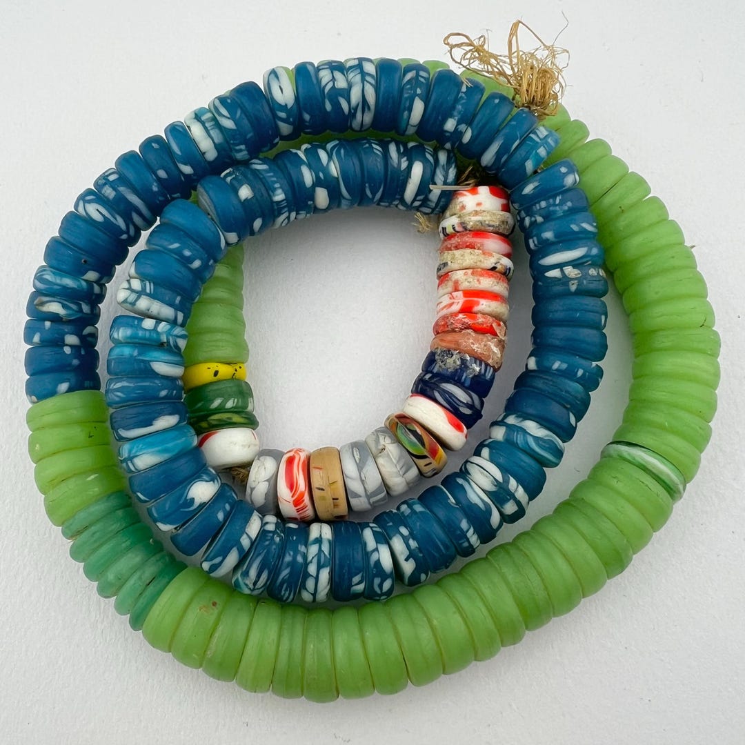Kakamba African Trade Beads - Extra Long Strand of Large Size in 3 ...