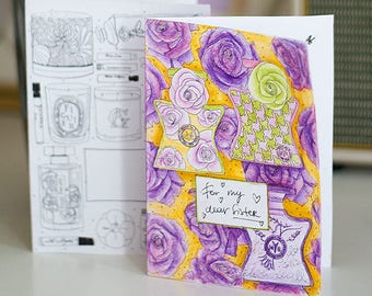 Coloring cards Printable note cards Print at home Set of 30 | Etsy