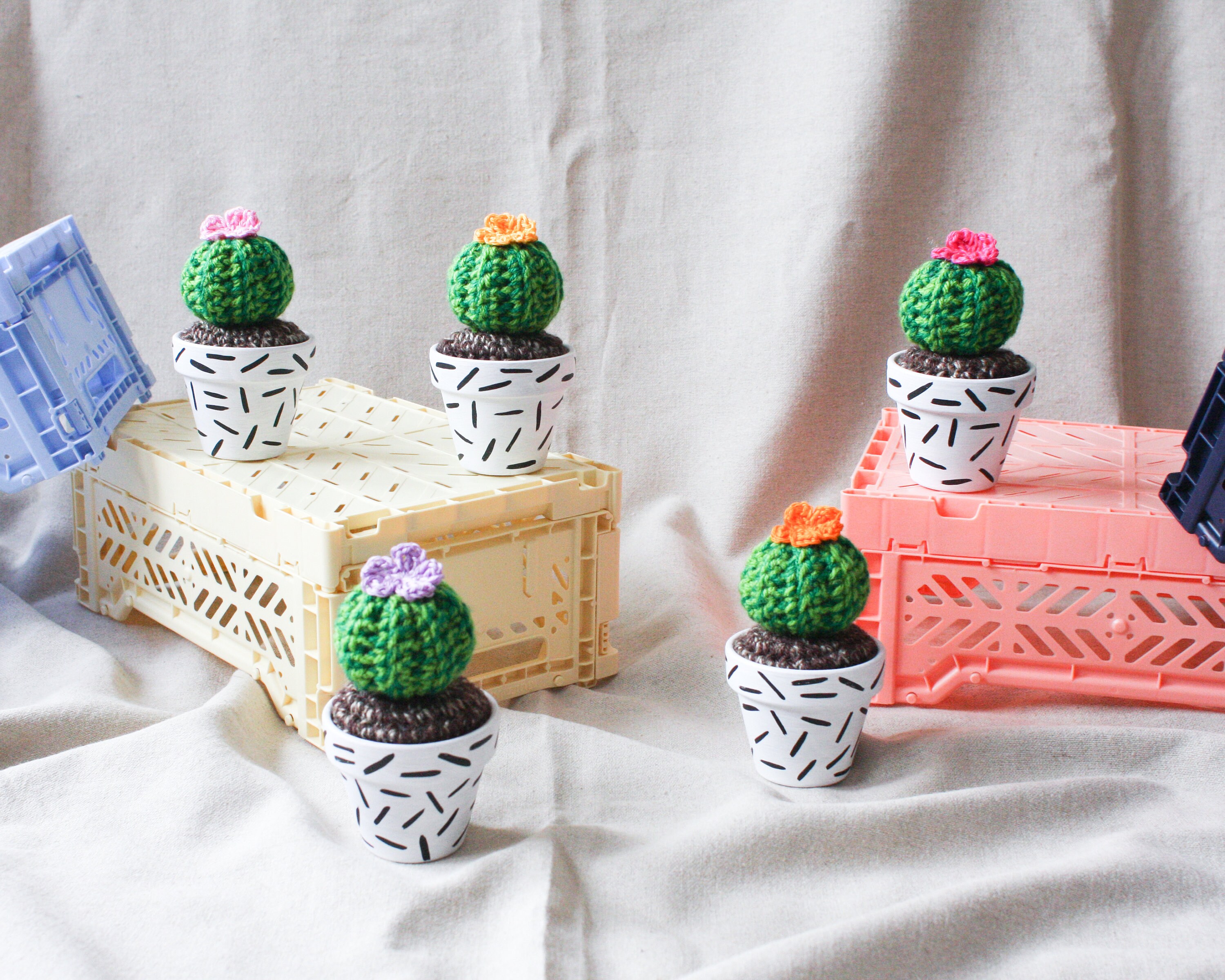 Crochet Cactus Hand-painted Pot - Etsy