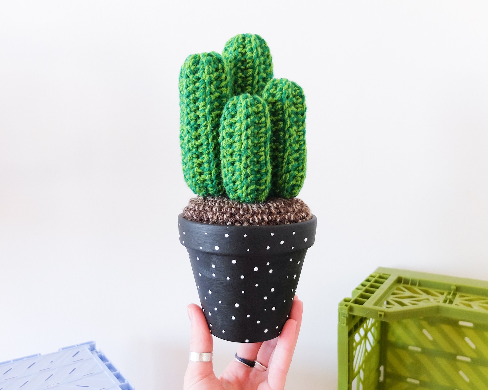 Crochet Cactus Large Hand-painted Pot | Etsy