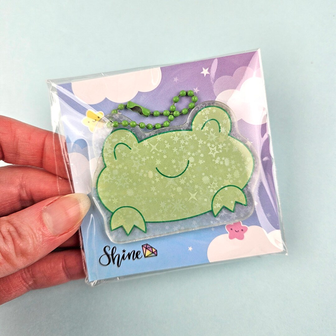 Feeling Froggy Holographic Stars Acrylic Washi Cutter Keychain Cute Key ...