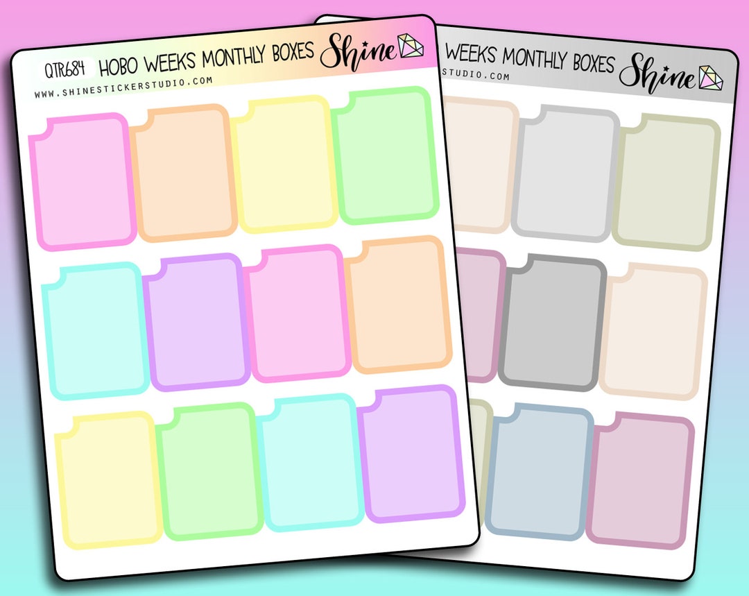 Hobonichi Weeks Monthly Boxes Stickers Notched Box Stickers Cut Out ...