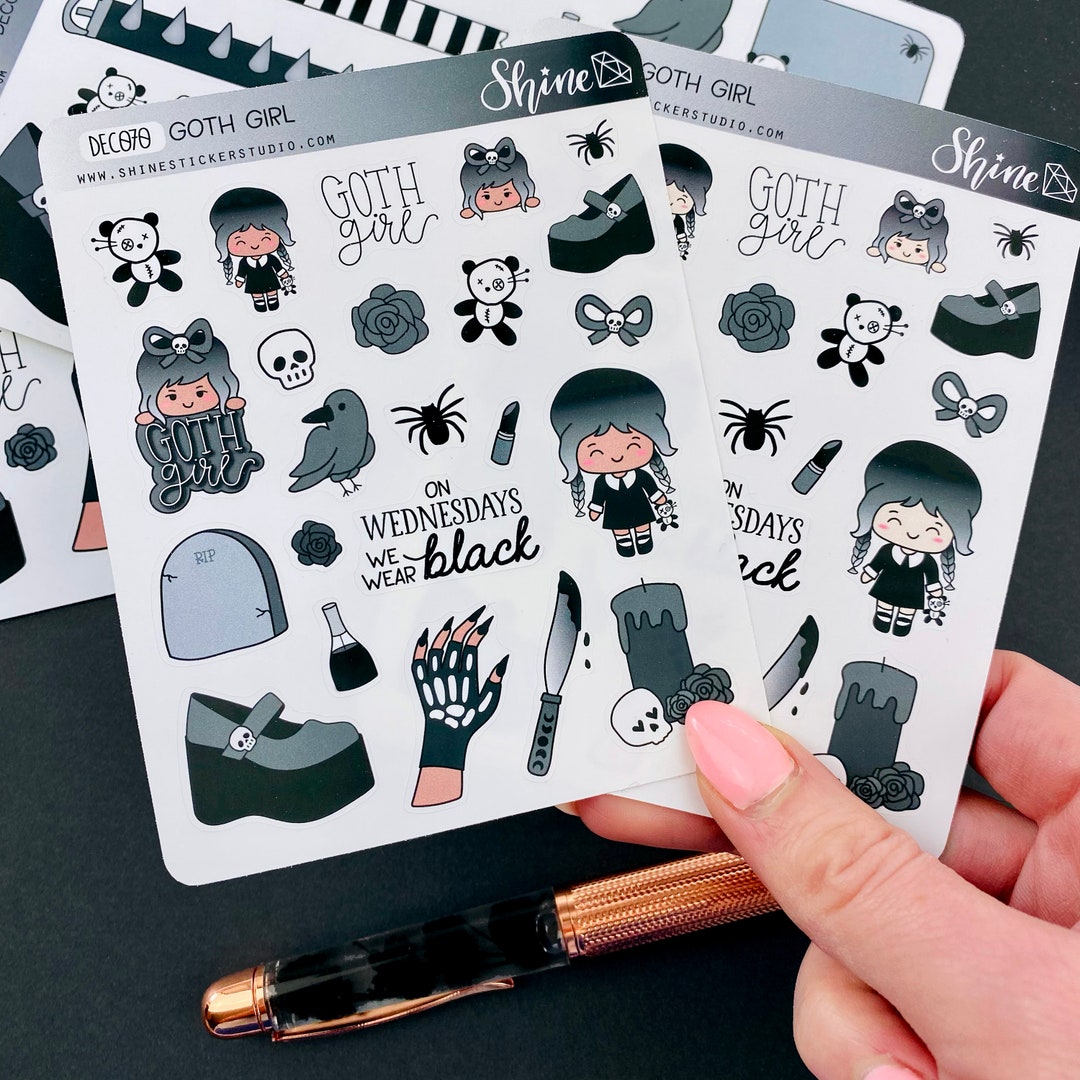 Goth Girl Deco Stickers Planner Stickers Cute Sticker Happy Planner ...
