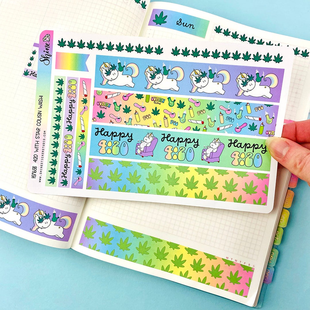 420 With Star Hobonichi Cousin Daily Washi Strip Stickers Planner ...