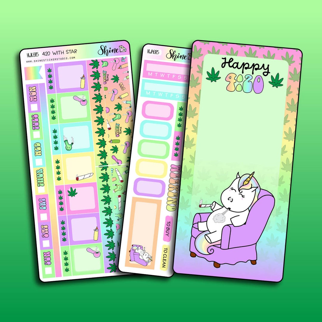 420 With Star Hobonichi Weeks Sticker Kit Planner Stickers Bullet ...