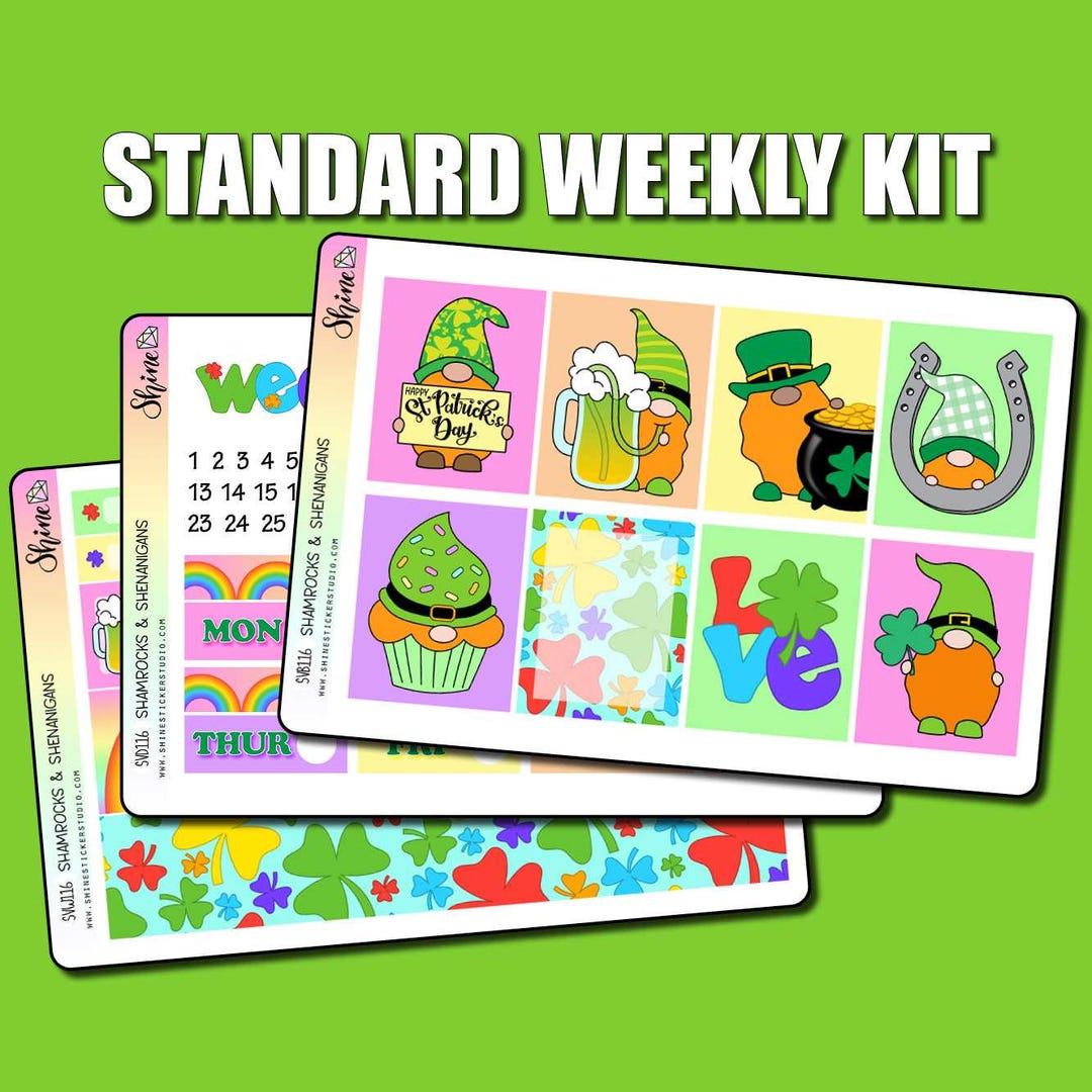 Shamrocks & Shenanigans Vertical Weekly Planner Sticker Kit - Etsy