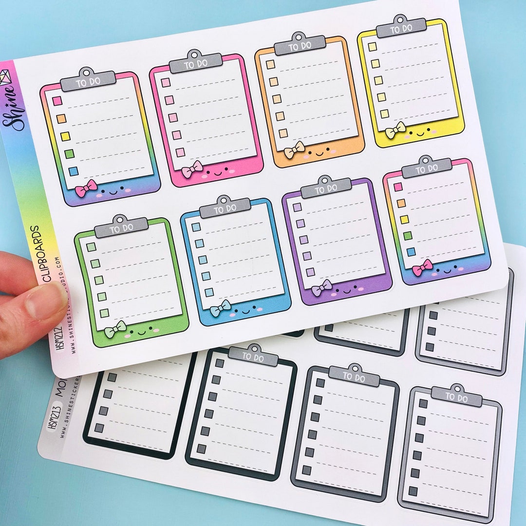 To Do Clipboard Stickers - Planner Stickers Cute Stickers Happy Planner ...