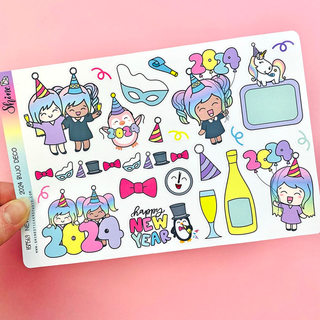 New Years 2024 Bujo Deco Stickers ECLP Happy Planner Recollections ...