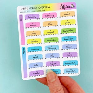 2025 Hobonichi A6 Yearly Overview Sticker Kit - Etsy