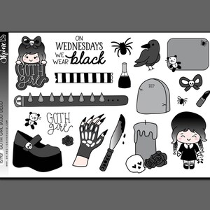 Goth Girl Bujo Deco Stickers Planner Stickers Recollections Happy ...