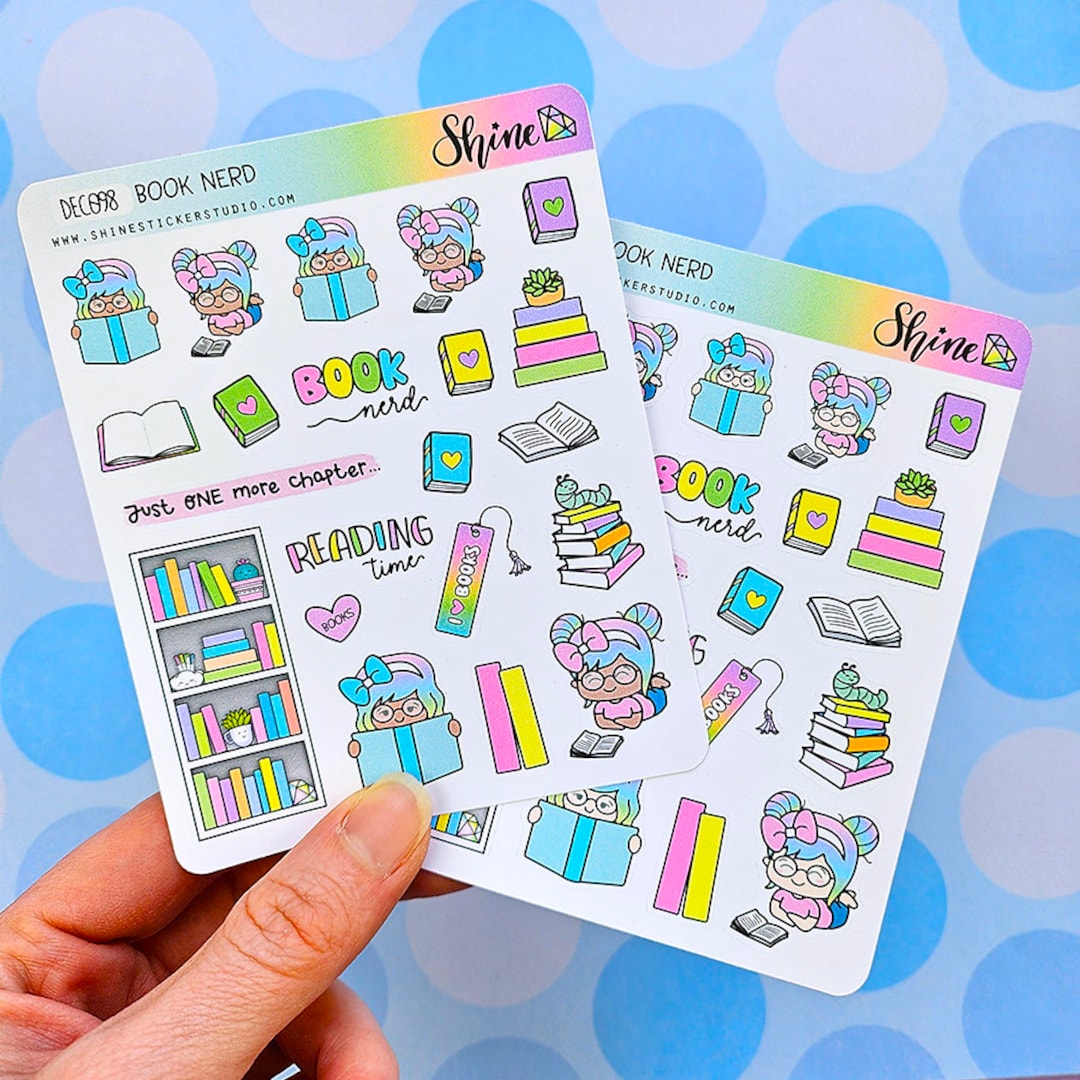 Book Nerd Deco Stickers Planner Stickers Cute Sticker Happy Planner ...