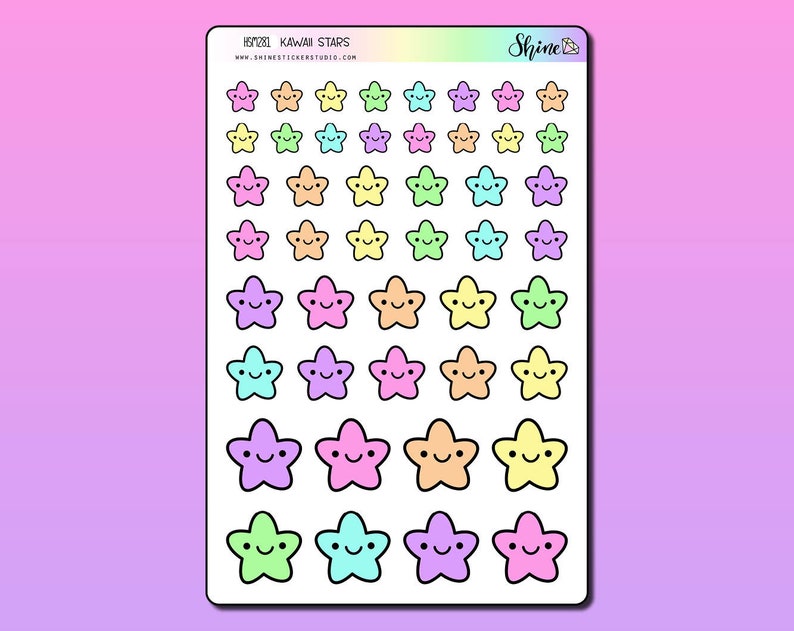 Cute Kawaii Star Stickers Planner Stickers Hobonichi Happy - Etsy