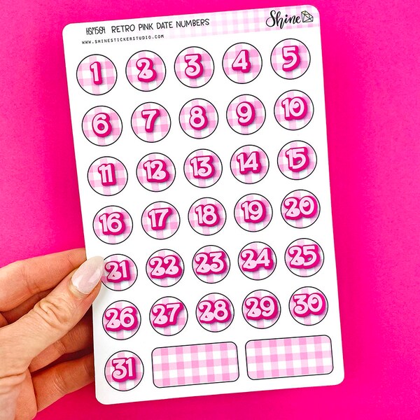Pink Number Stickers - Etsy