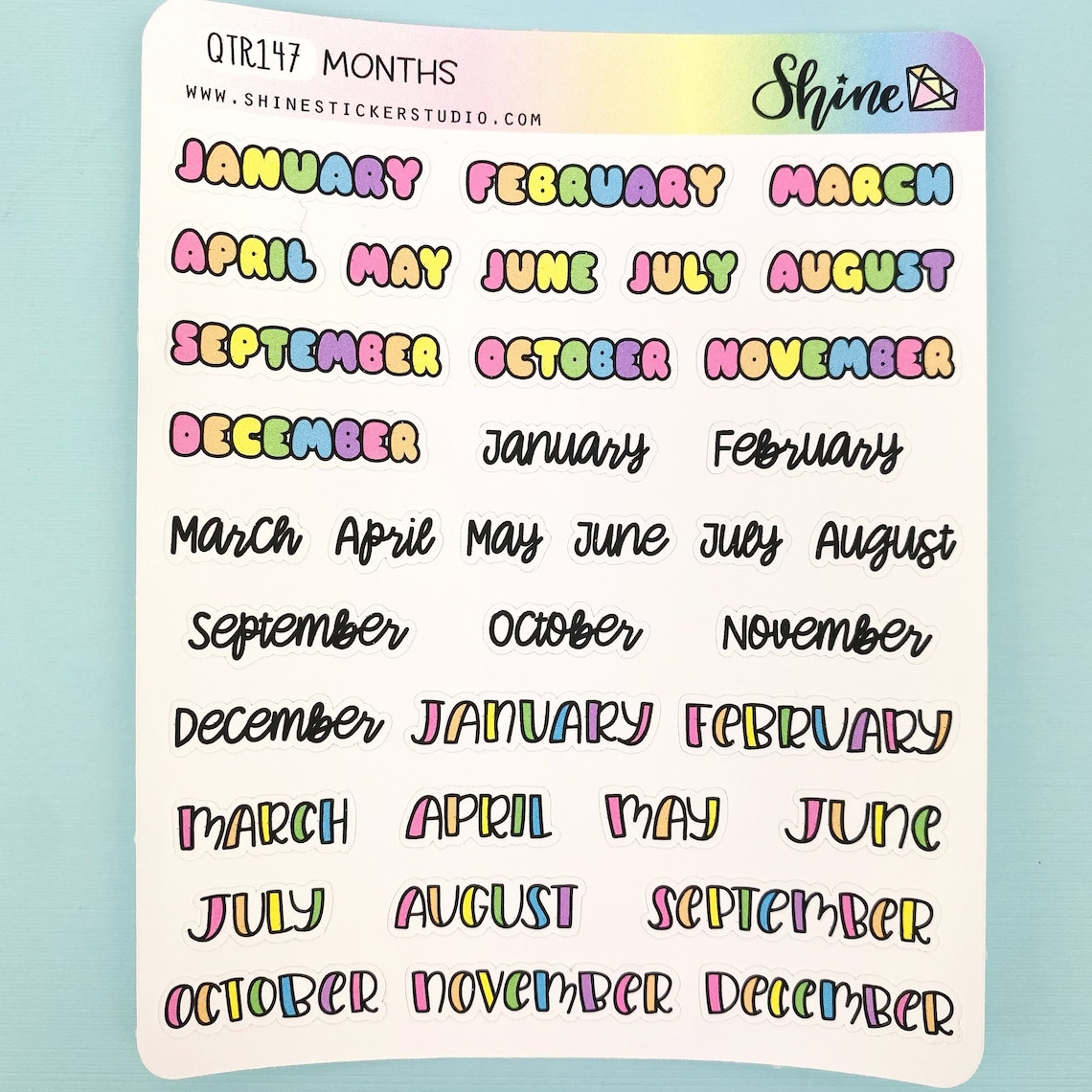 Months Stickers Planner Stickers Cute ECLP Stickers Happy - Etsy
