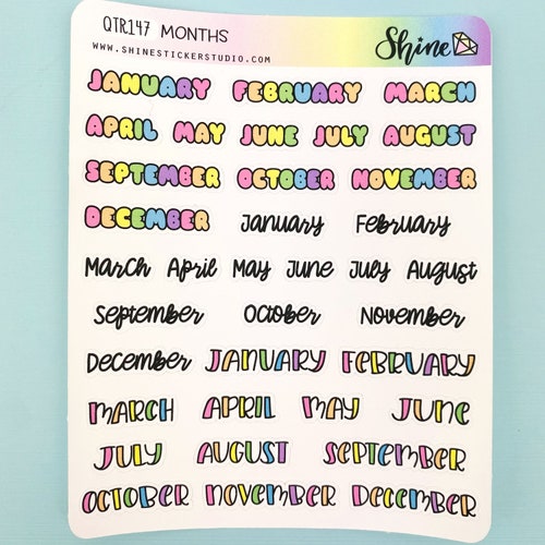 Months Stickers Planner Stickers Cute ECLP Stickers Happy - Etsy