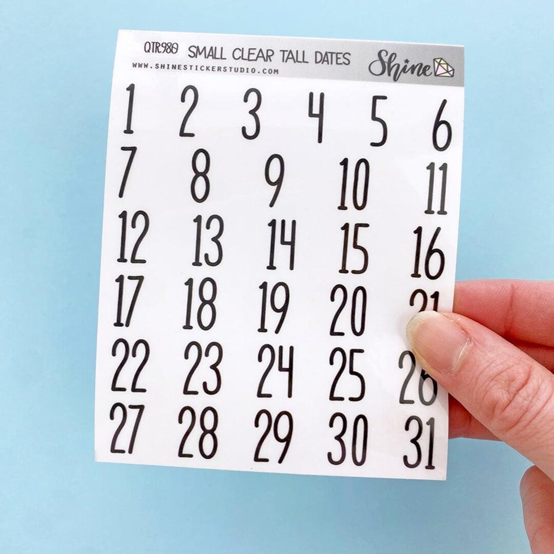 Small Clear Tall Date Number Planner Stickers - Etsy