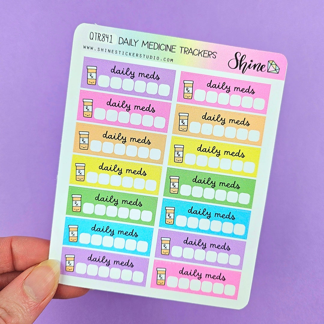 Daily Medicine Tracker Stickers Planner Stickers Health Stickers ECLP ...