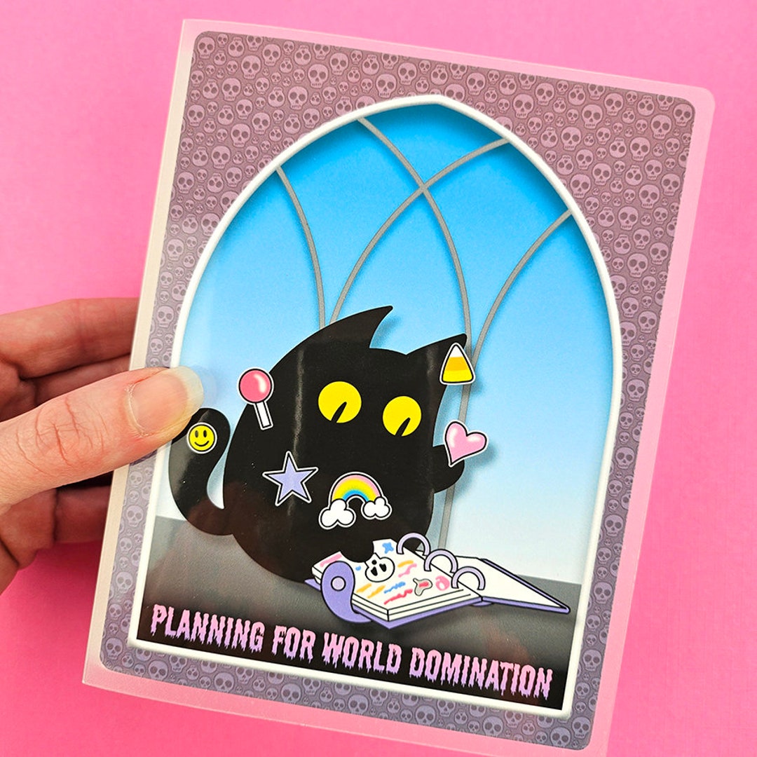 Edgar the Cat planning for World Domination 4.5 X 5.75 Planner Sticker ...
