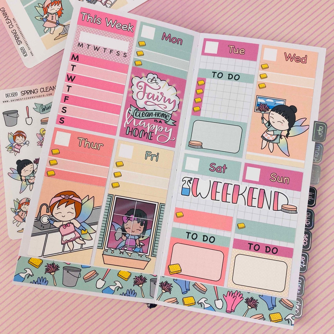 Spring Cleaning With the Faerie Girls Mini Sticker Kit Print | Etsy